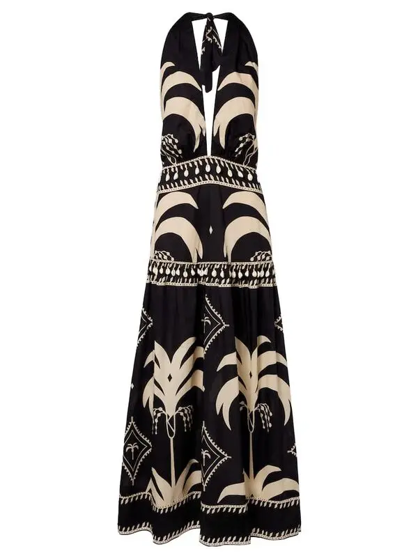 Johanna Ortiz Printed Cotton Maxi Dress - Black