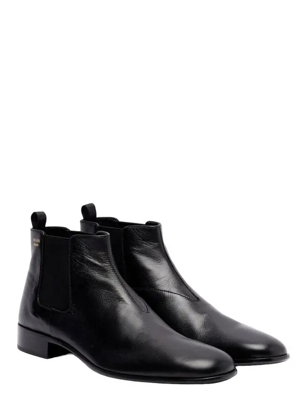 Prada Leather Chelsea Boots - Black