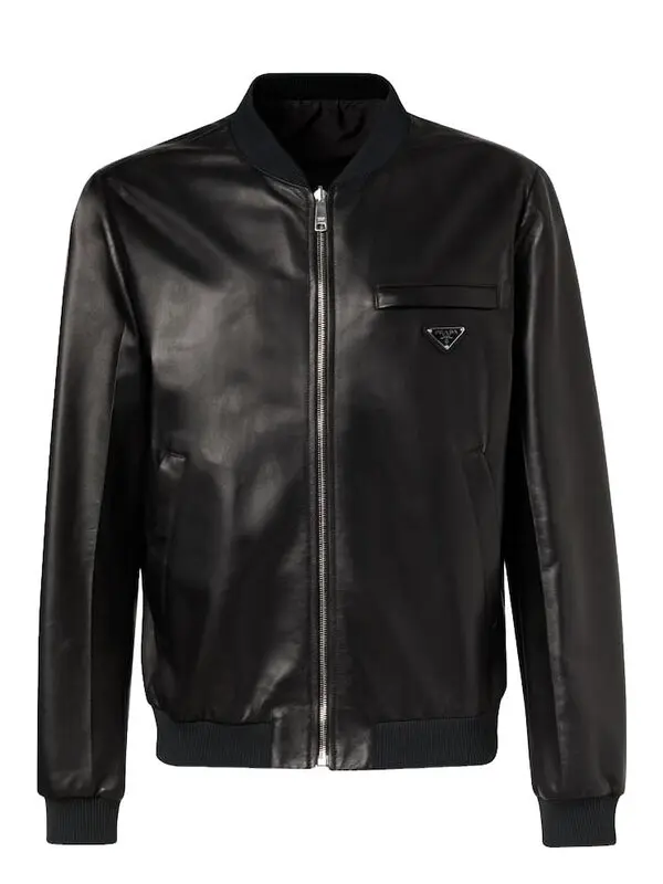 Prada Leather Bomber Jacket - Black