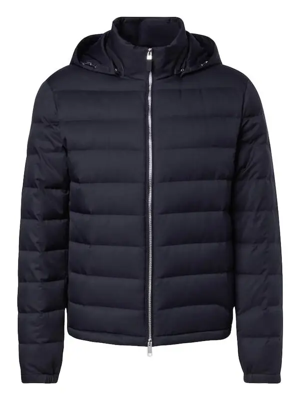Zegna Technical Twill Down Jacket - Blue