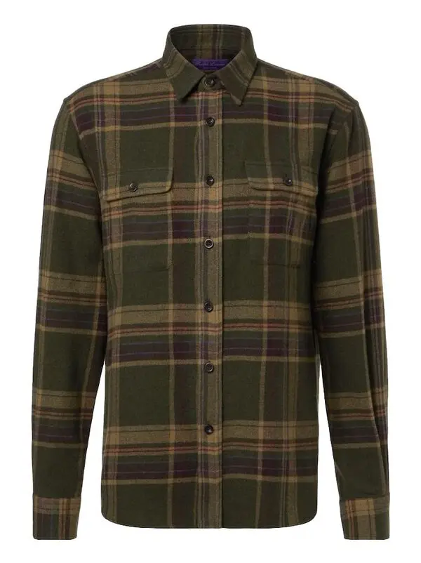 Ralph Lauren Purple Label Checked Cashmere Shirt - Green