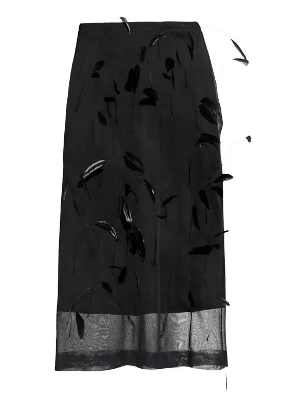 JIL SANDER Feather-embellished Midi Skirt - Black