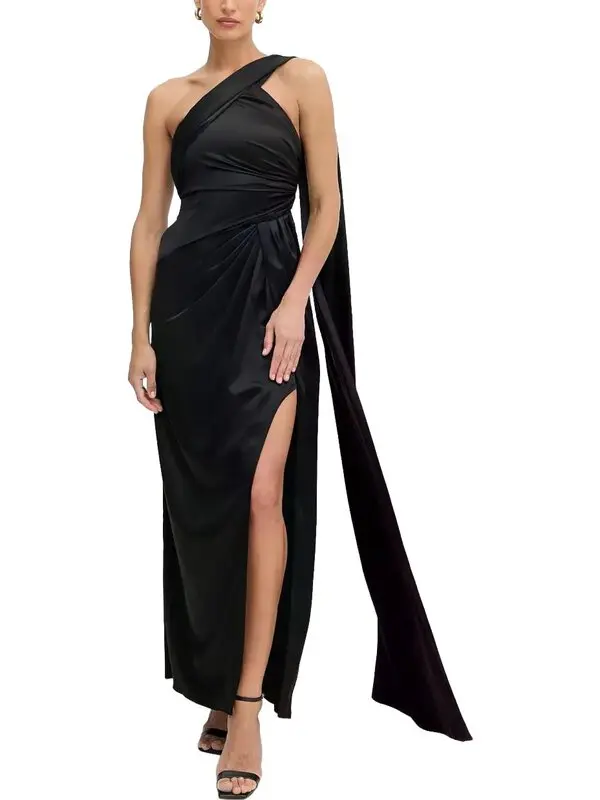 MARCIANO One-shoulder Draped Maxi Dress - Black