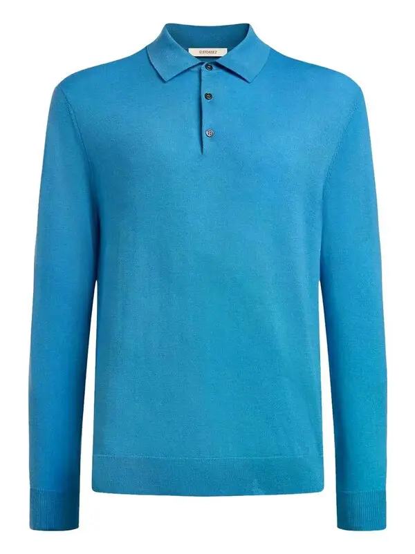 12 STOREEZ Knitted Polo Shirt - Blue
