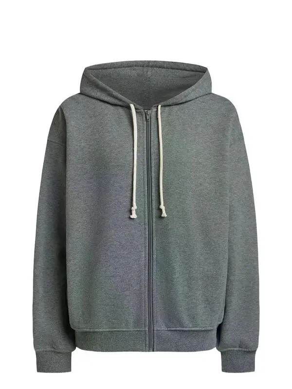 12 STOREEZ Terrycloth Zip-up Hoodie - Grey
