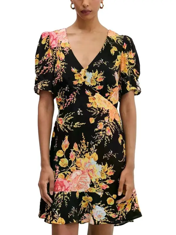 NEVER FULLY DRESSED A-line Floral Mini Dress - Black