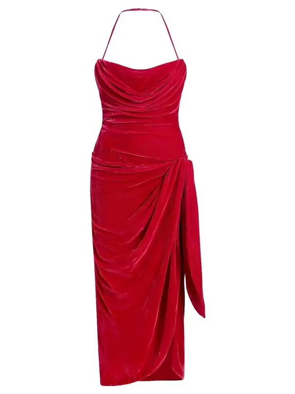 Cinq À Sept Noah Draped Midi Dress - Red