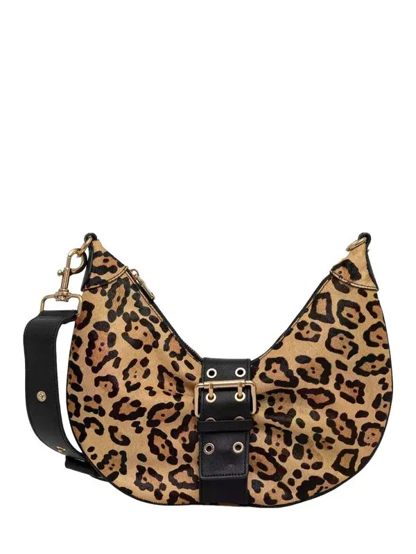 MARCIANO Leopard-print Half-moon Shoulder Bag - Brown