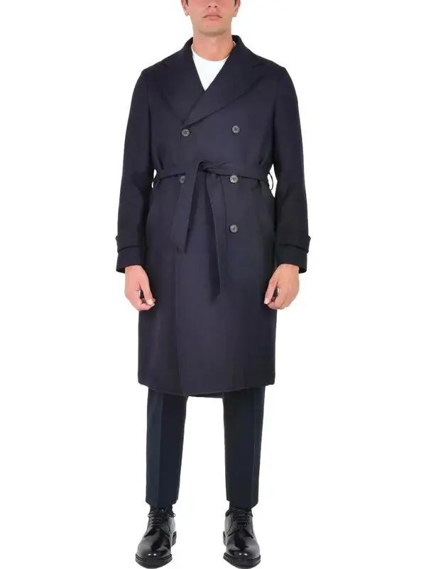 DRUMOHR Double-breasted Belted Coat - Blue