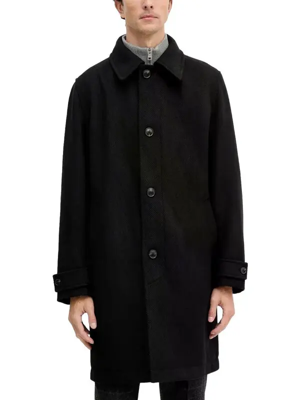 BOSS Buttoned Coat - Black