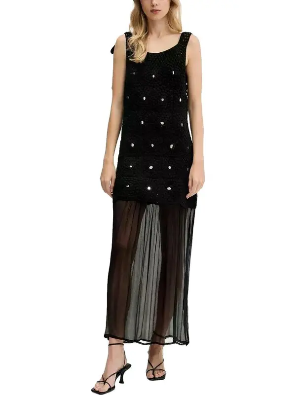 NEVER FULLY DRESSED Tie-detail Embellished Maxi Dress - Black