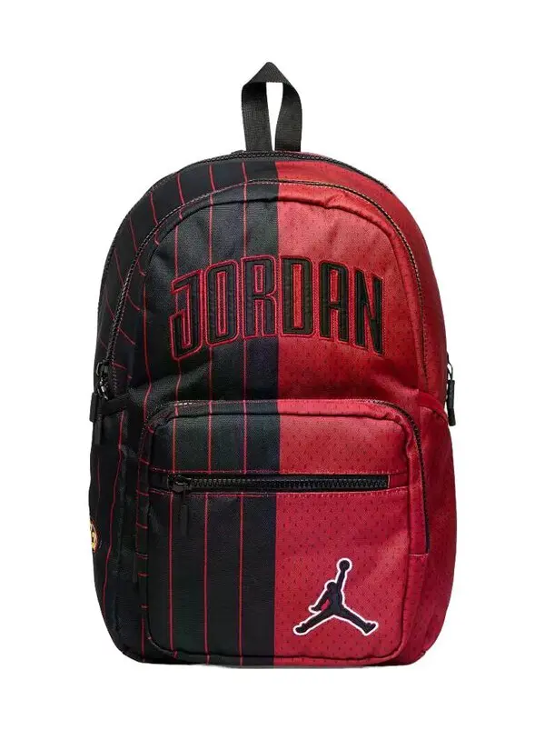 JORDAN Striped Backpack With Logo Detail - Red