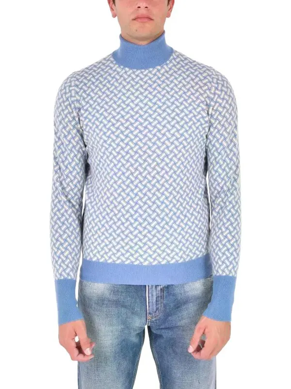 DRUMOHR Patterned Roll-neck Sweater - Blue