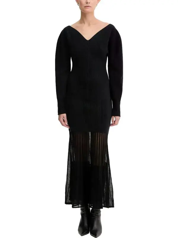 BOSS Puff-sleeved Midi Dress - Black
