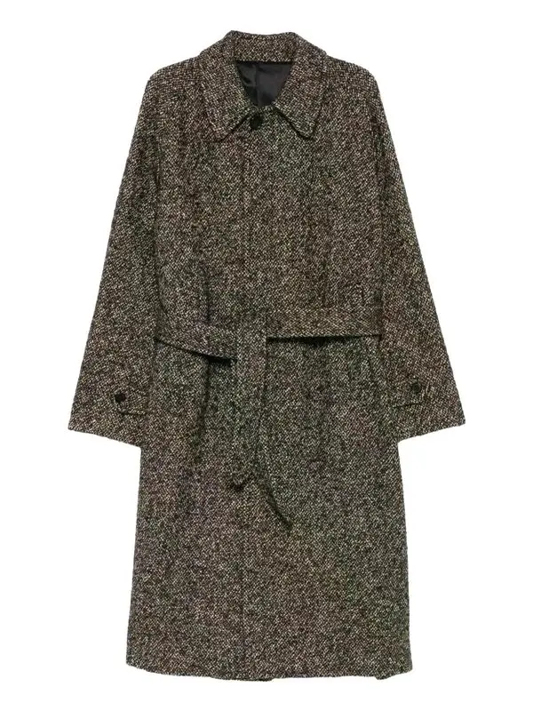 Husbands Belted Wool Coat - Black