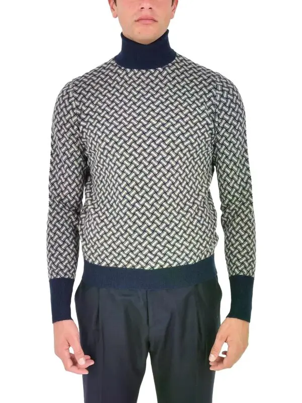 DRUMOHR Patterned Roll-neck Sweater - Blue