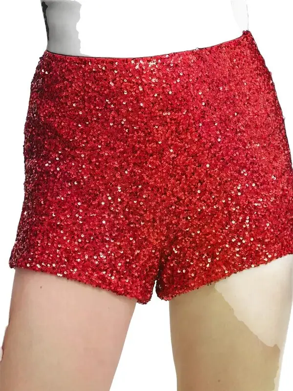 NEVER FULLY DRESSED Sequin-embellished Shorts - Red