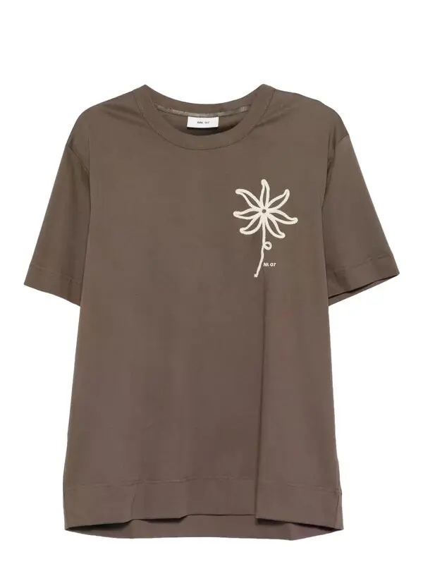 Nn07 Floral-motif T-shirt - Brown