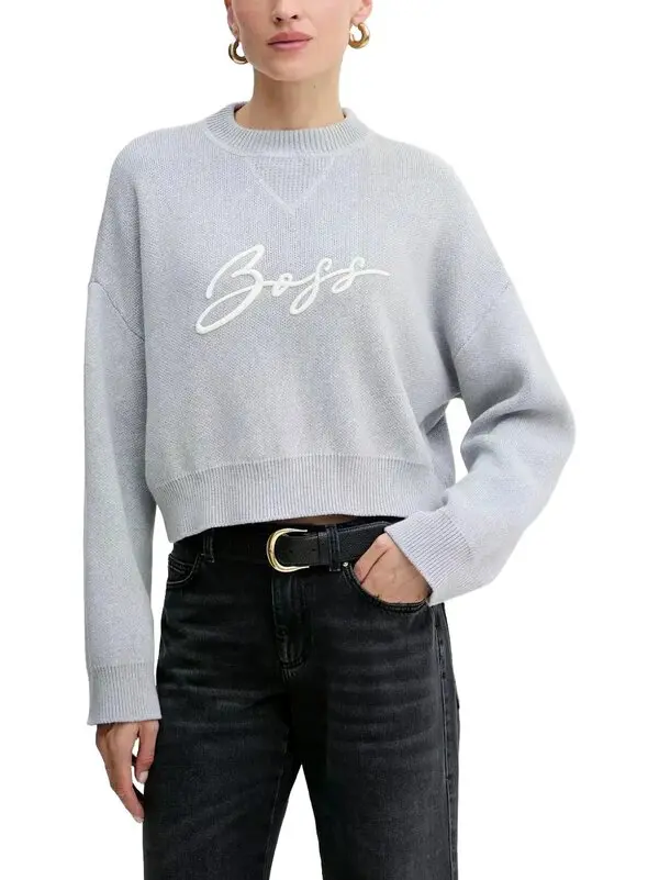 BOSS Logo Crew-neck Sweater - Grey