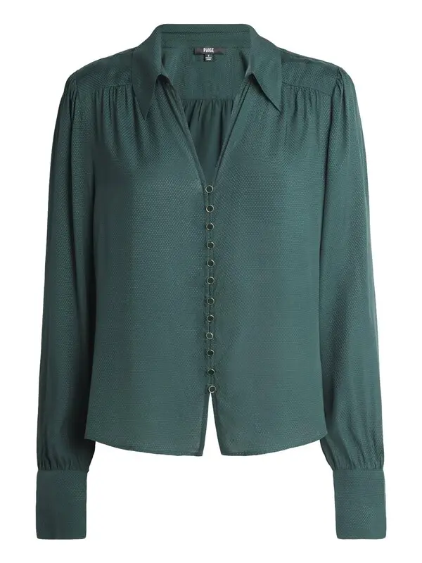 Paige Long Sleeve Viscose Blend Blouse - Green