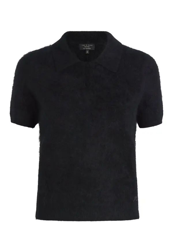 Rag & Bone Brushed Cashmere Jada Short-sleeve Sweater - Black
