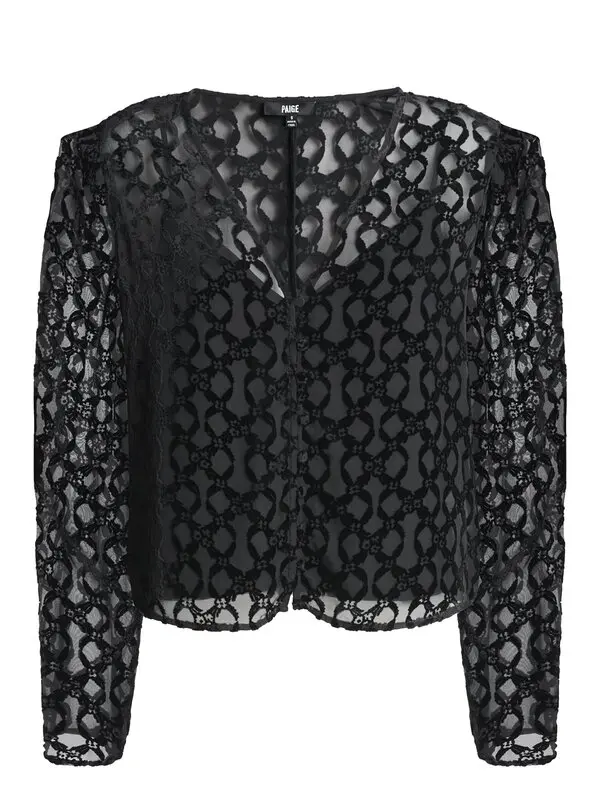 Paige Velvet Jacquard Amaya Blouse - Black