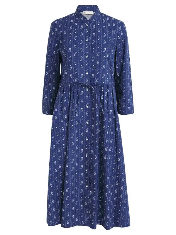 Tory Burch Cotton Paisley Midi Shirt Dress - Blue
