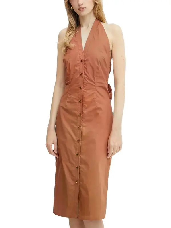MARCIANO Buttoned Bow Dress - Brown