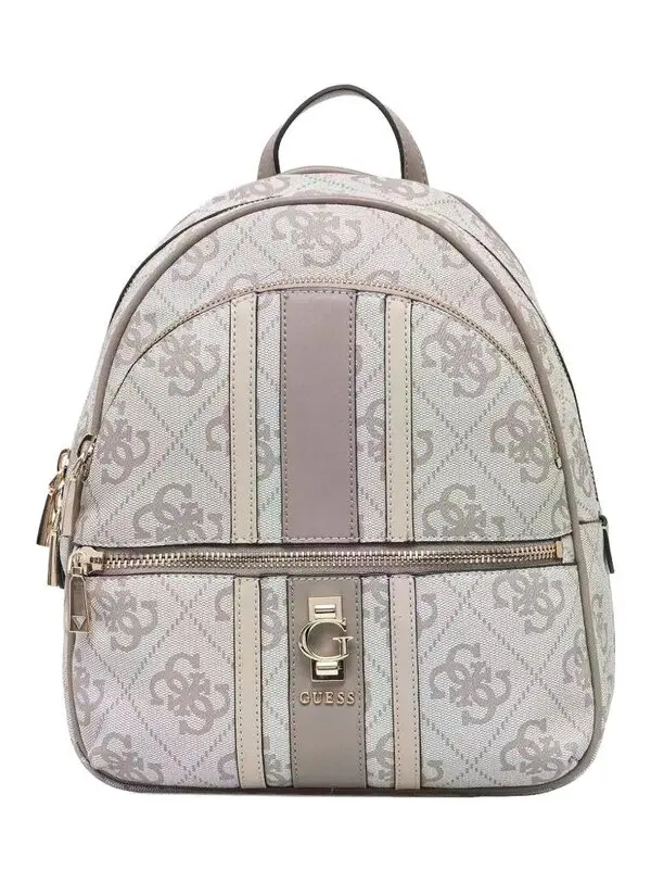 Guess Logo-plaque Patterned Backpack - Neutrals