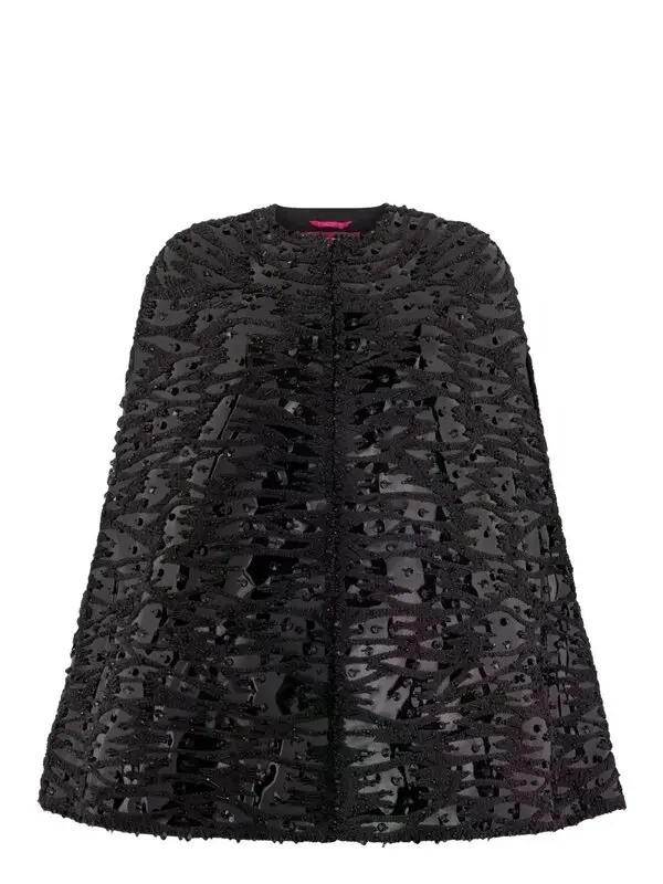 Valentino Garavani Embellished Round-neck Cape - Black
