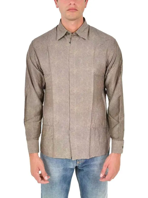 Emporio Armani Herringbone-pattern Shirt - Brown
