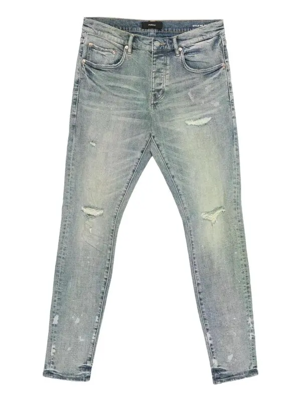 PURPLE BRAND Slashed Paint Jeans - Blue