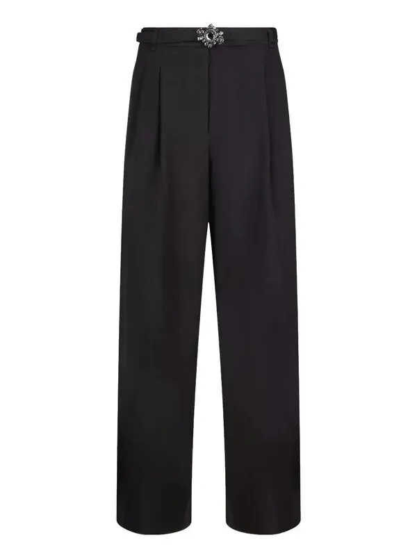 Liu Jo Wide Leg Jewel-buckle Trousers - Black