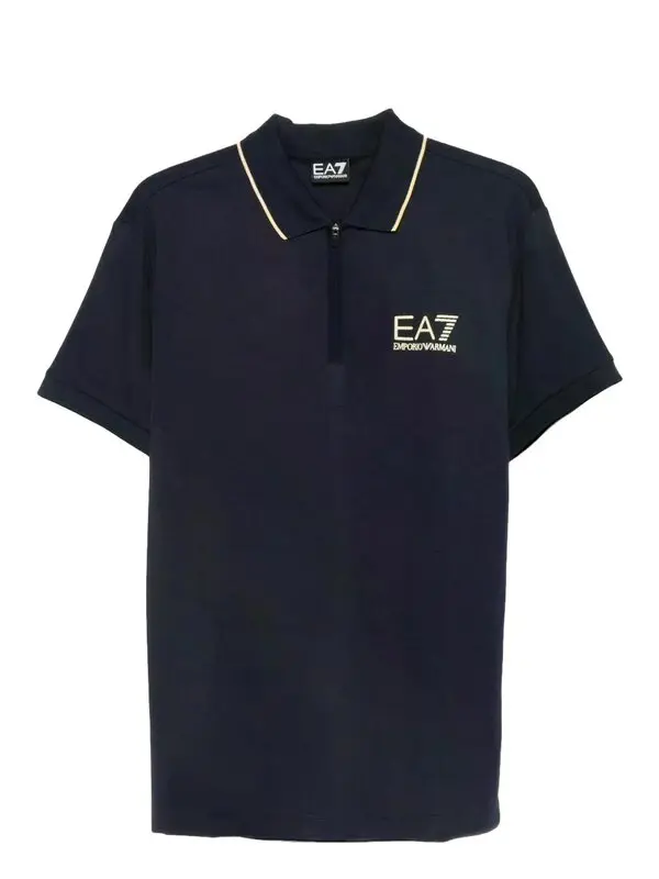 Emporio Armani Zip Detail Polo Shirt - Blue