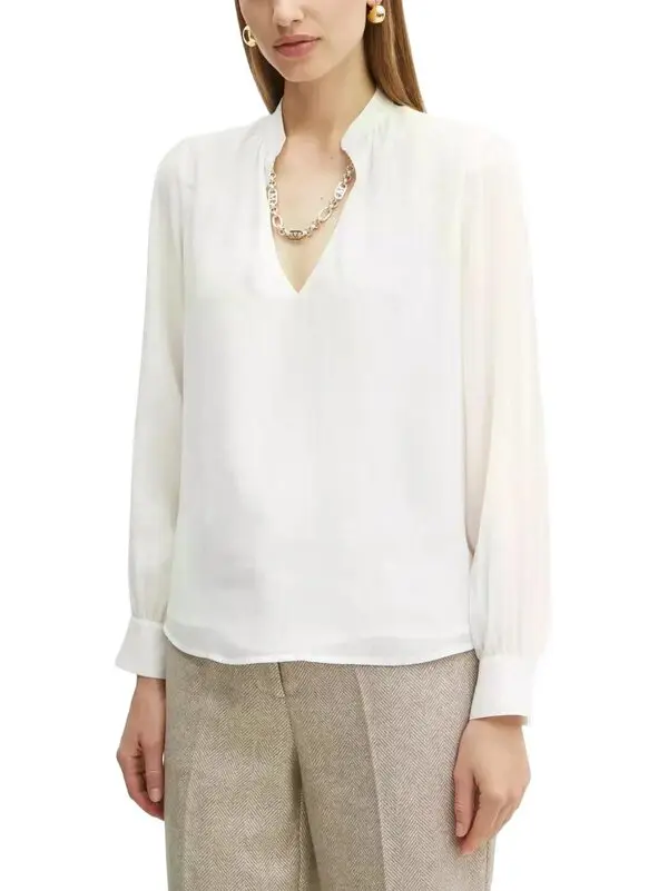Guess V-neck Long-sleeve Blouse - Neutrals