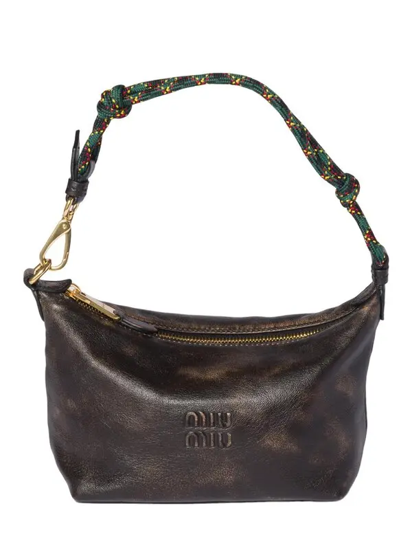 Miu Miu Leather Pouch - Coffee Brown/green
