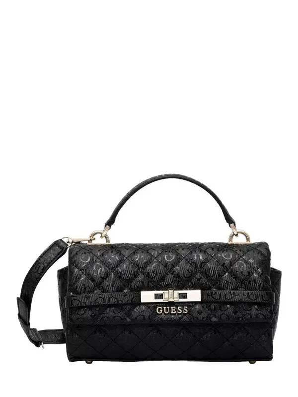 Guess Quilted Tote Bag With Logo Detail - Black