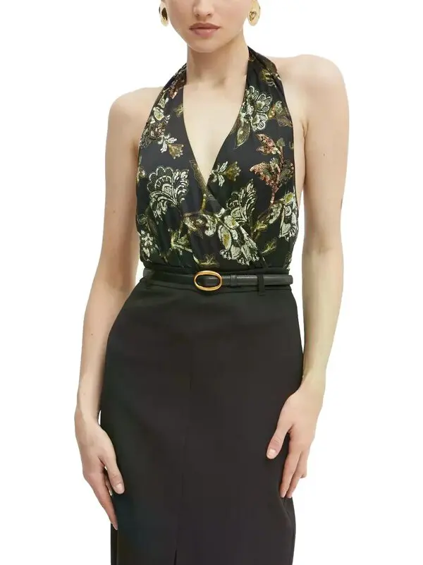 MARCIANO Floral-sequin Bodysuit - Black