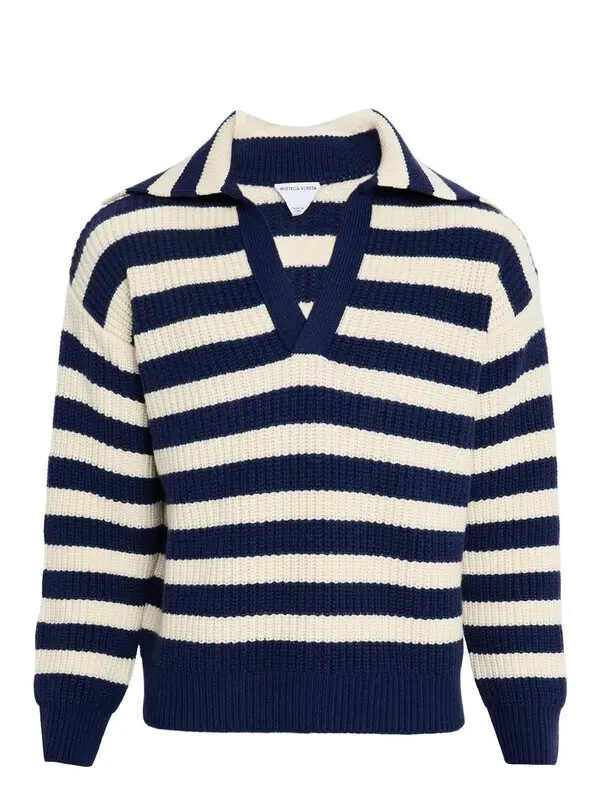 Bottega Veneta Wool And Cashmere Blend Striped Knit Sweater - Starrynigh