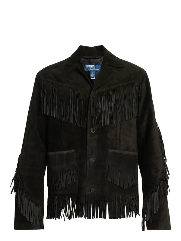 Ralph Lauren Fringe Suede Western Jacket - Black