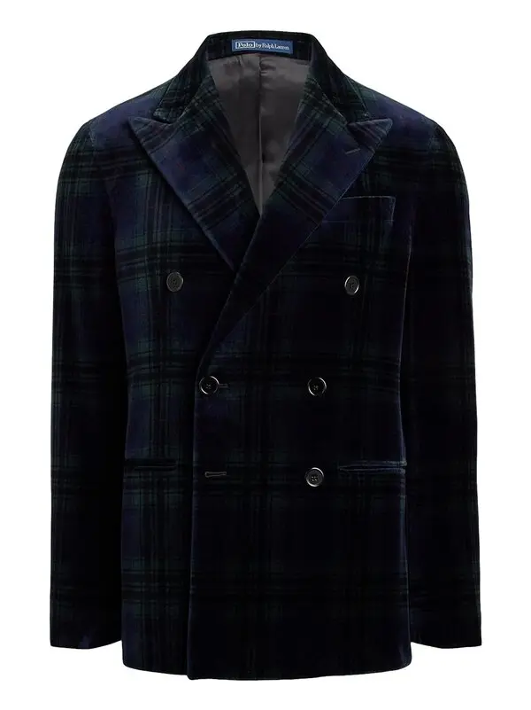 Ralph Lauren Plaid Velvet Double-breasted Sport Coat - Blackwatch