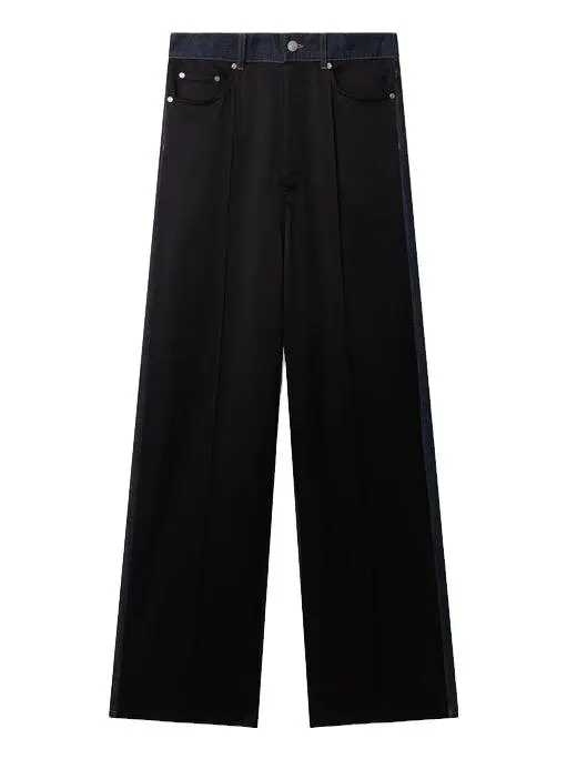 Stella McCartney Wide-leg Satin-panel Denim Jeans - Blue