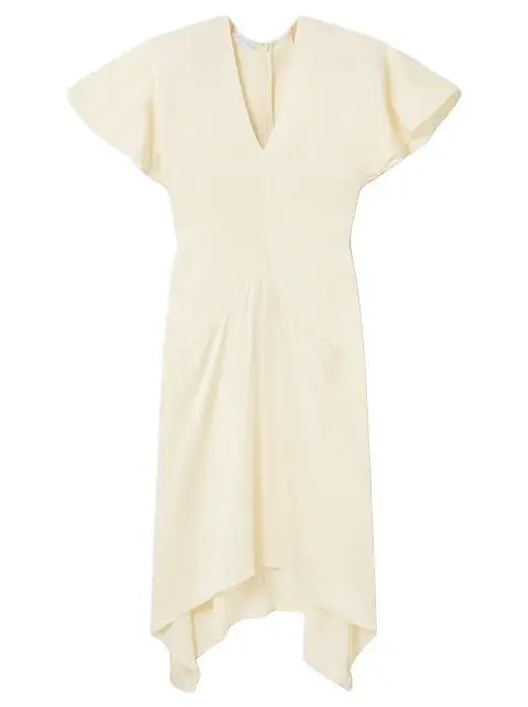 Stella McCartney V-neck Satin Midi Dress - White
