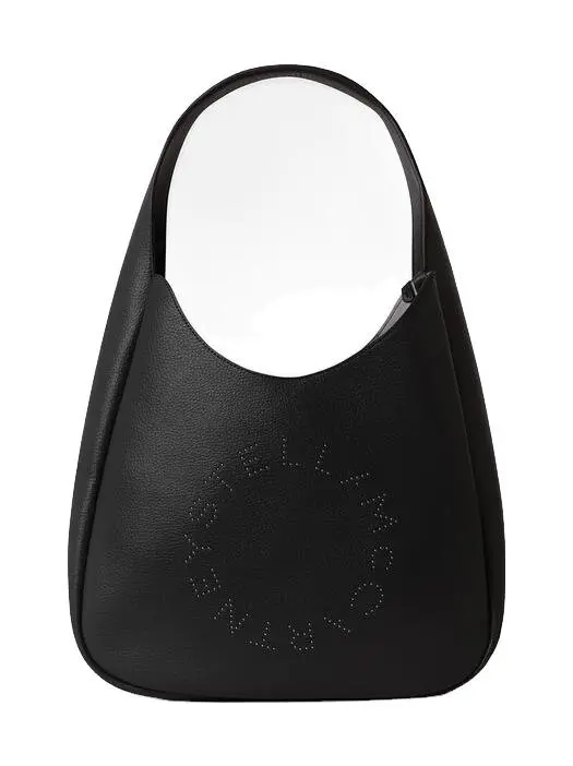 Stella McCartney Logo Studded Large Hobo Bag - Black