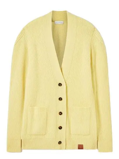 Stella McCartney Chunky Knit Virgin Wool Cardigan - Yellow
