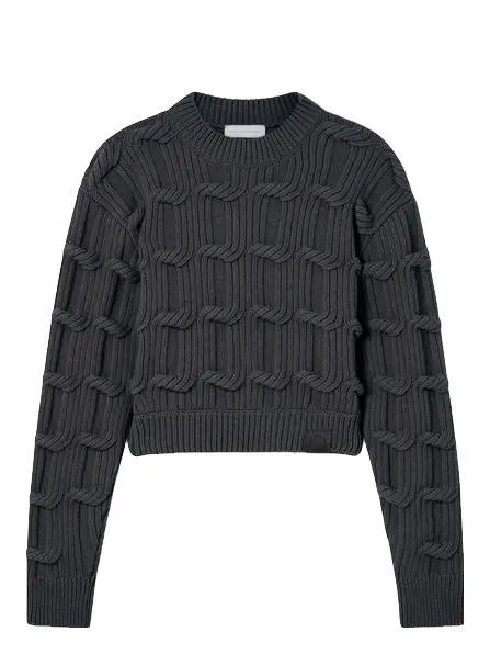 Stella McCartney Falabella Cable-knit Crewneck Jumper - Gray