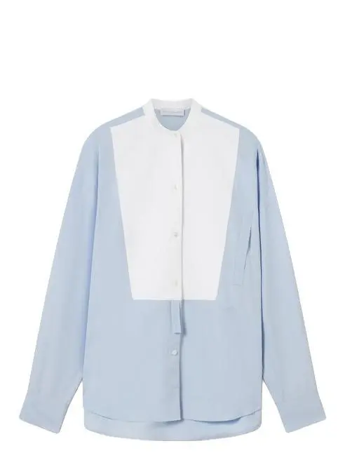 Stella McCartney Tuxedo Bib Organic Cotton Poplin Shirt - Blue