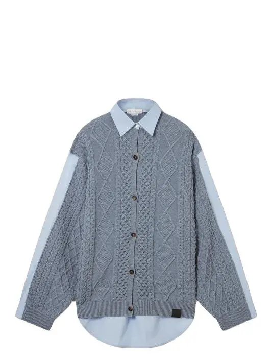 Stella McCartney Hybrid Knit Shirt Cardigan - Blue