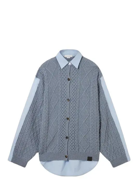 Stella McCartney Hybrid Knit Shirt Cardigan - Blue