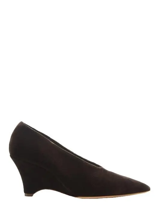 Le Monde Beryl Victoria Decolette Visone Velvet Wedges - Natural
